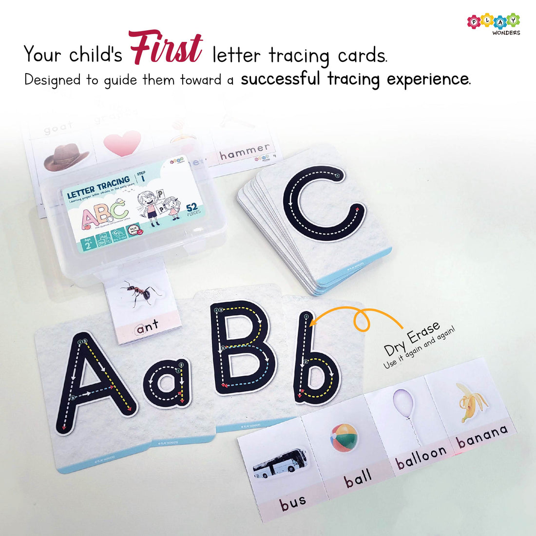 Busy Prints Alphabet Tracing Card (Step 1) – Play Wonders